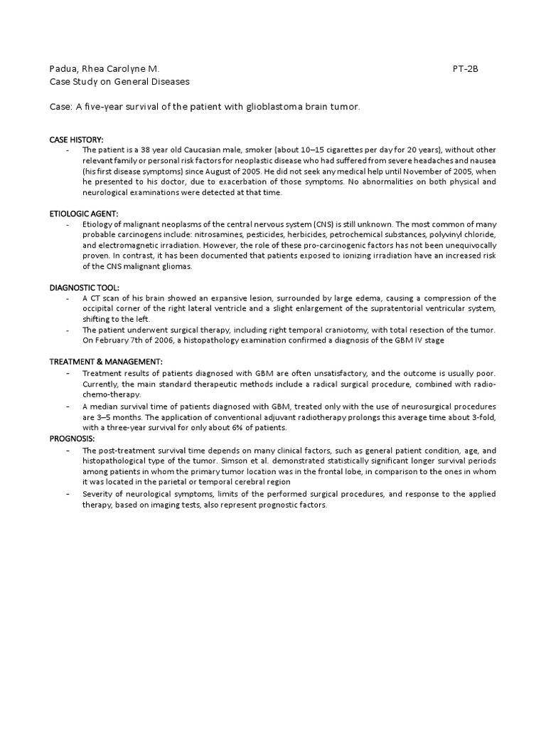 Case Study | PDF | Brain Tumor | Neurology