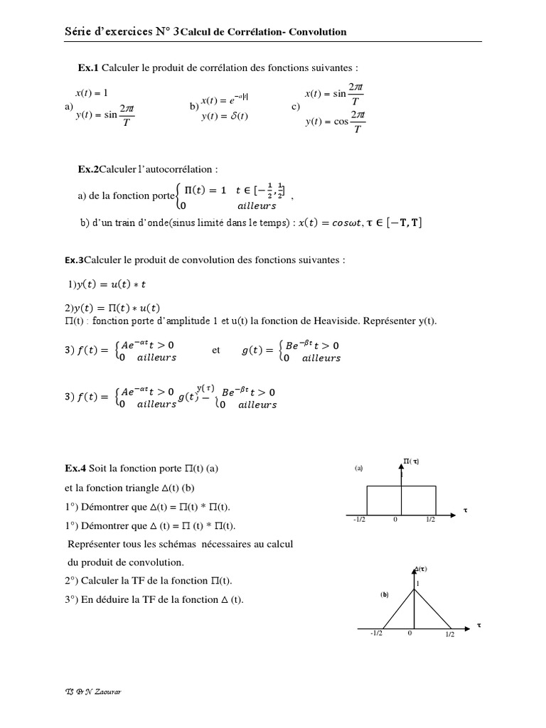 Exercices de Corrélation et Convolution | PDF | Analyse mathématique | Mathématiques