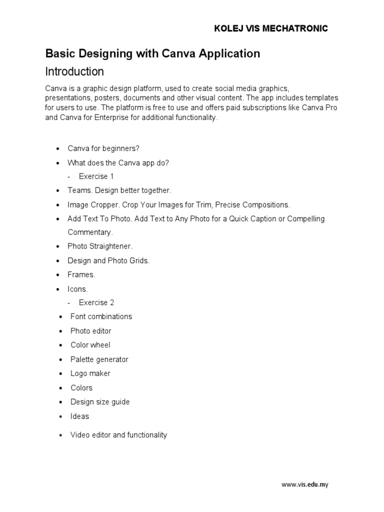 CANVA (Course Outline) | PDF