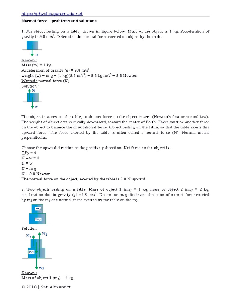 2 - Normal Force Problems and Solutions | PDF | Weight | Force
