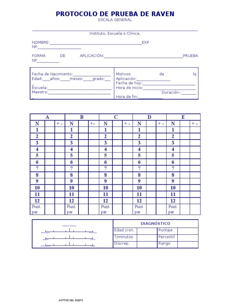 Protocolo Escala General de Prueba de Raven | PDF