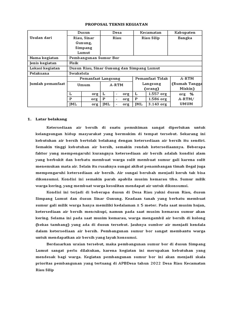 Proposal Sumur Bor | PDF | Sains & Matematika | Teknologi & Rekayasa