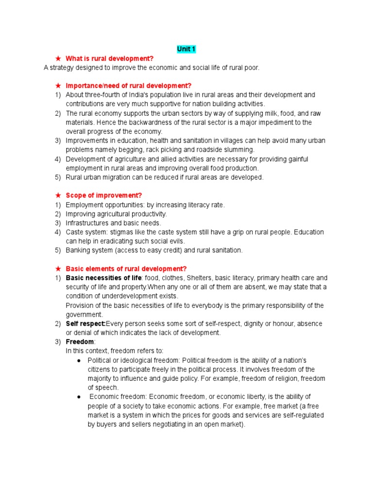 What Is Rural Development?: Unit 1 | PDF | Economies