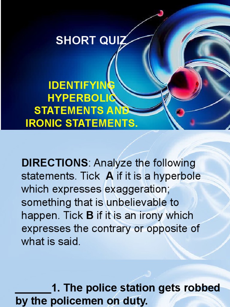 Hyperbole and Irony Quiz | PDF