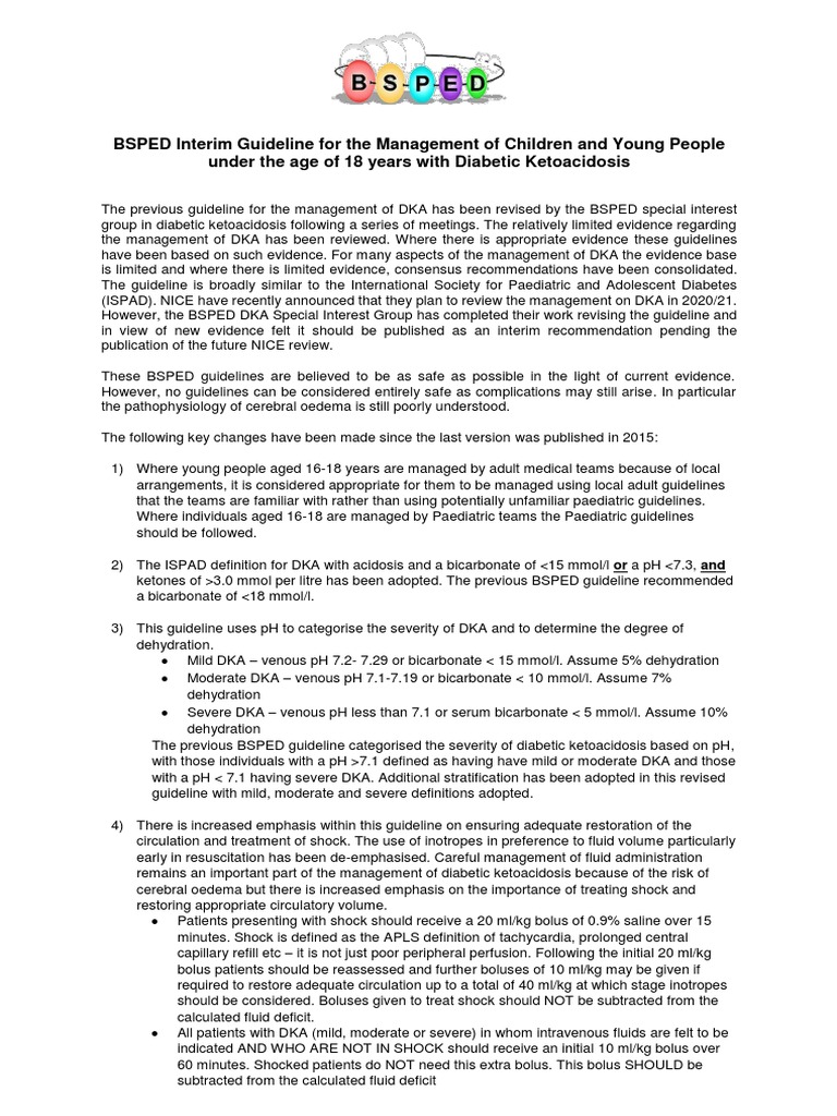 Bsped Dka Guideline 2020 | PDF | Shock (Circulatory) | Intravenous Therapy