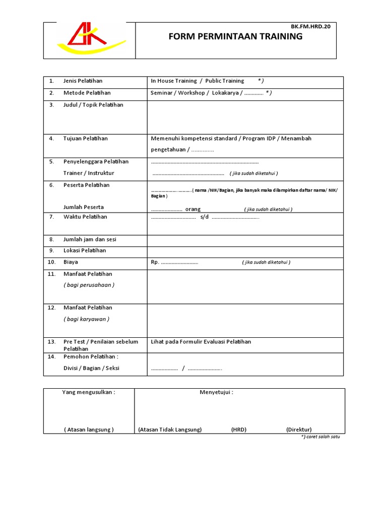 Form Permintaan Training | PDF