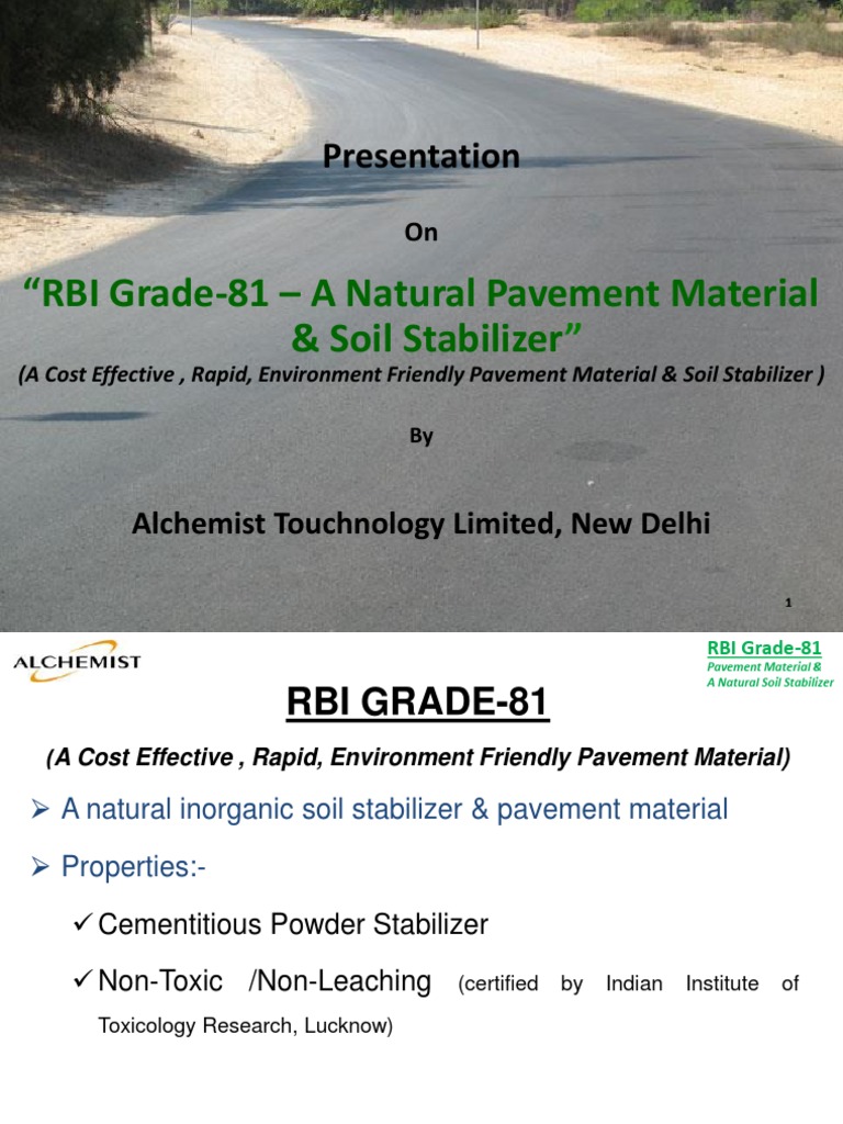 "RBI Grade-81 - A Natural Pavement Material & Soil Stabilizer | PDF