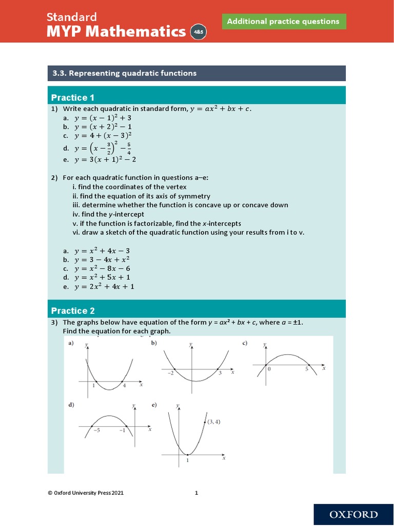 Quad Functions Worksheet | PDF | Quadratic Equation | Mathematics