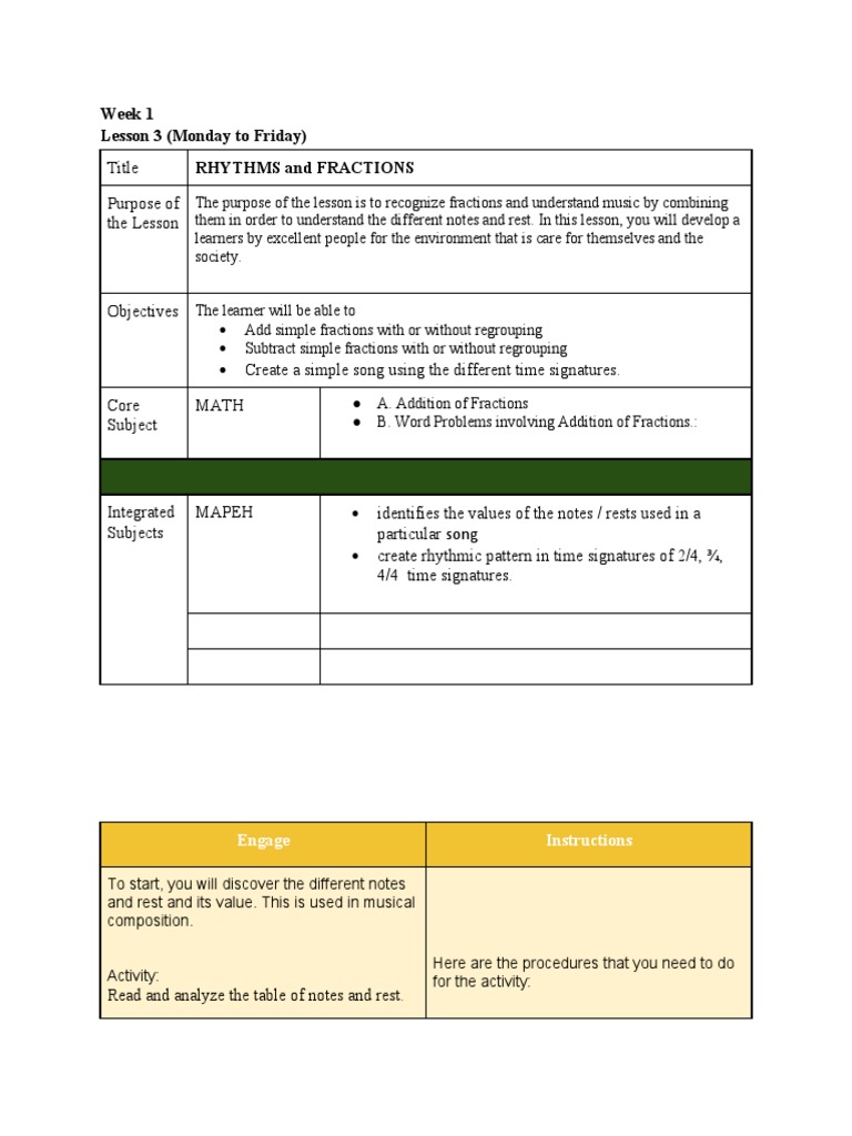 Week 1 Rhythms and Fractions | Download Free PDF | Cognition | Mathematics