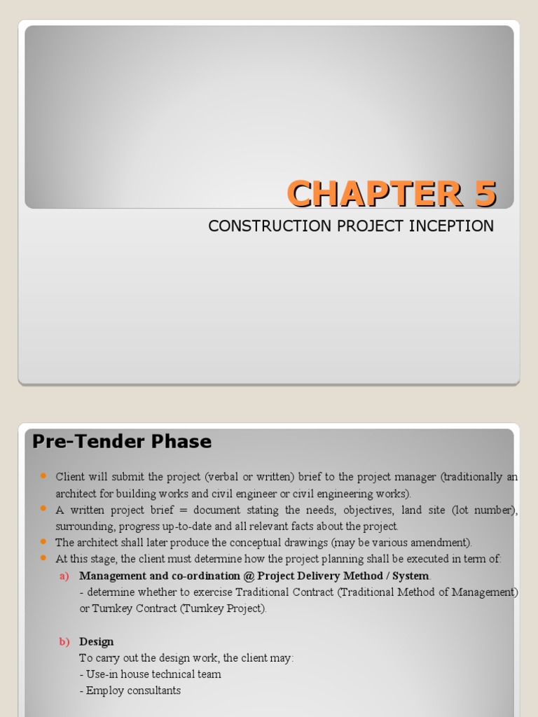 CHAPTER 5 (Construction Project Inception) | PDF | General Contractor ...