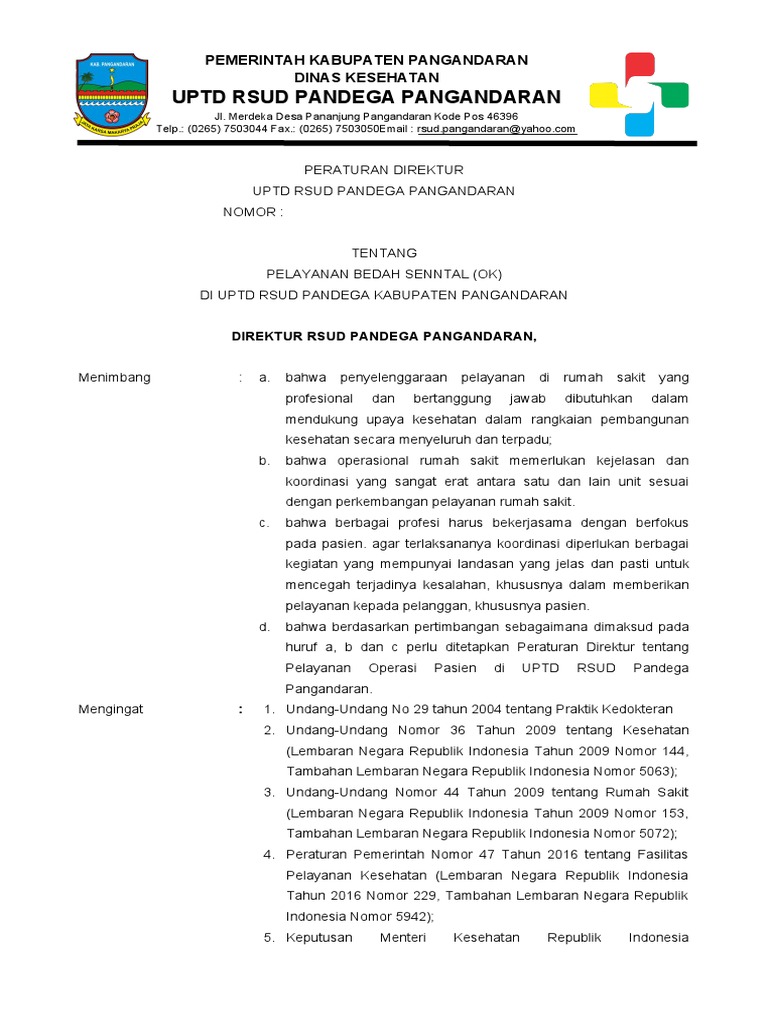 Perdir Pelayanan Operasi | PDF | Pengembangan Diri | Kesehatan Holistik