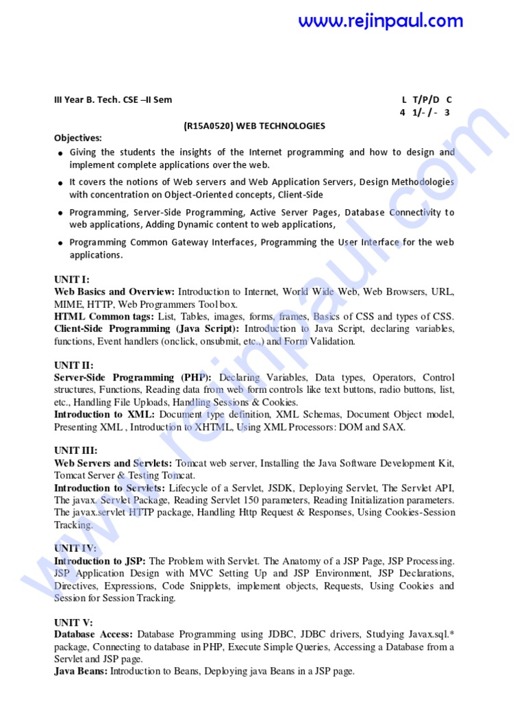 Web Technology Notes Download | PDF | World Wide Web | Internet & Web