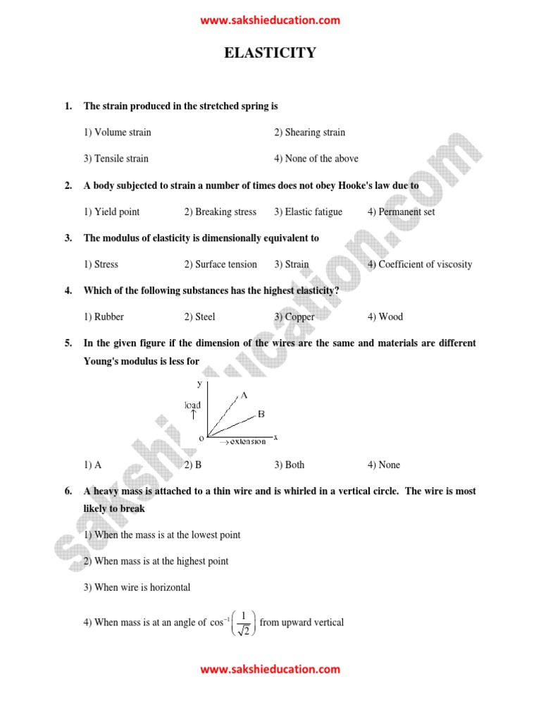 1 Elasticity | PDF | Elasticity (Physics) | Young's Modulus