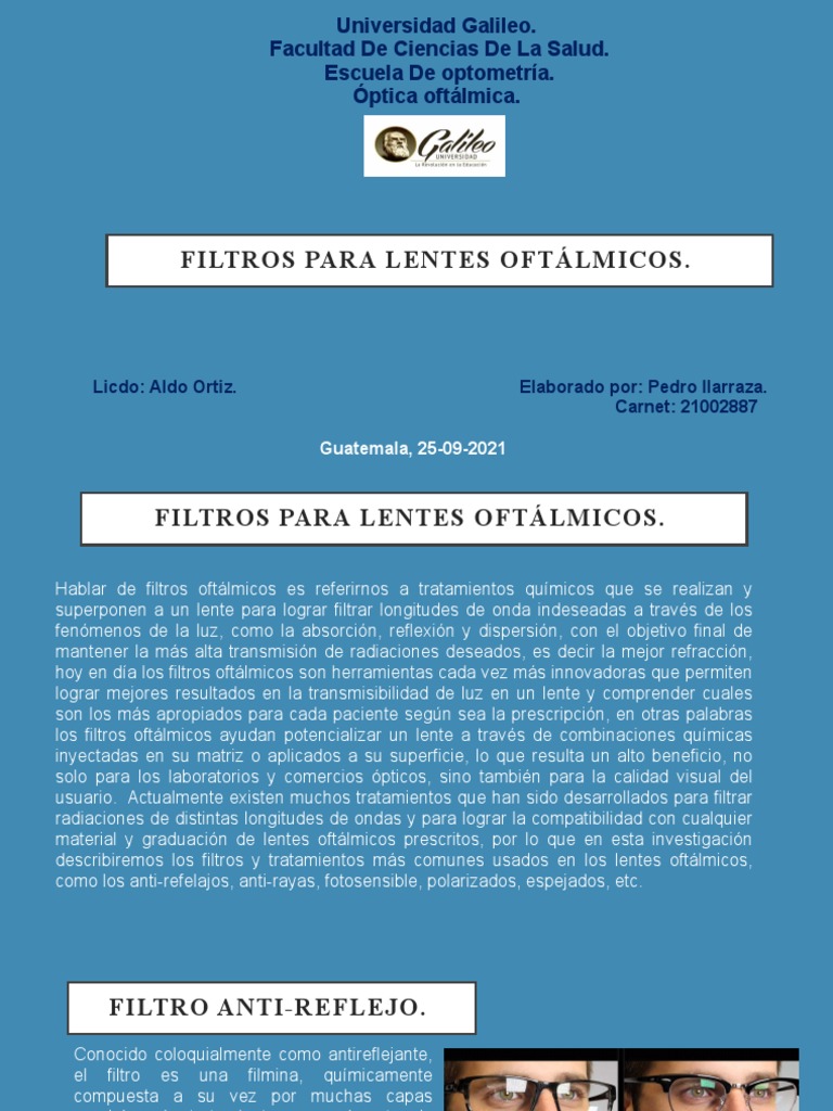 Filtros y tratamientos para lentes oftálmicos | PDF | Ultravioleta | Óptica