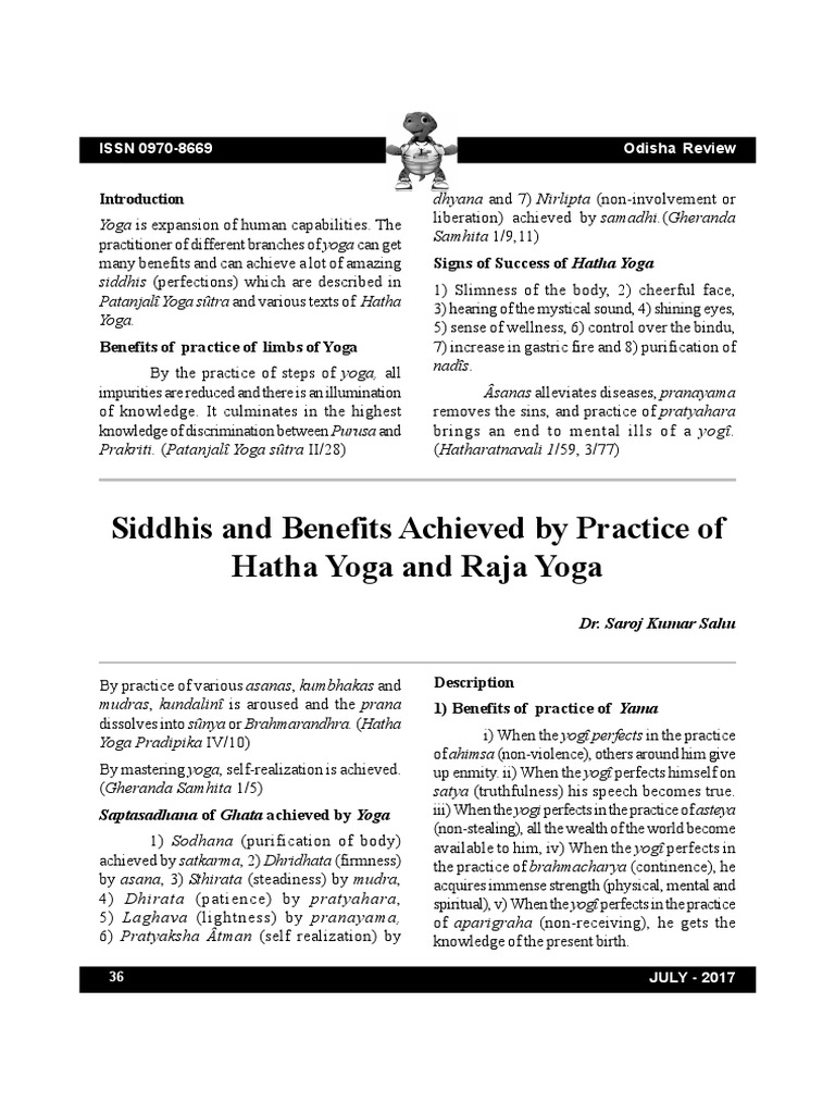 Siddhis and Benefits Achieved Through the Practice of Hatha Yoga and ...