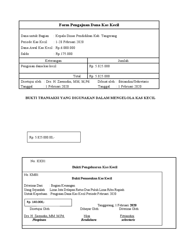 Form Pengajuan Dana Kas Kecil: Bukti Transaksi Yang Digunakan Dalam ...