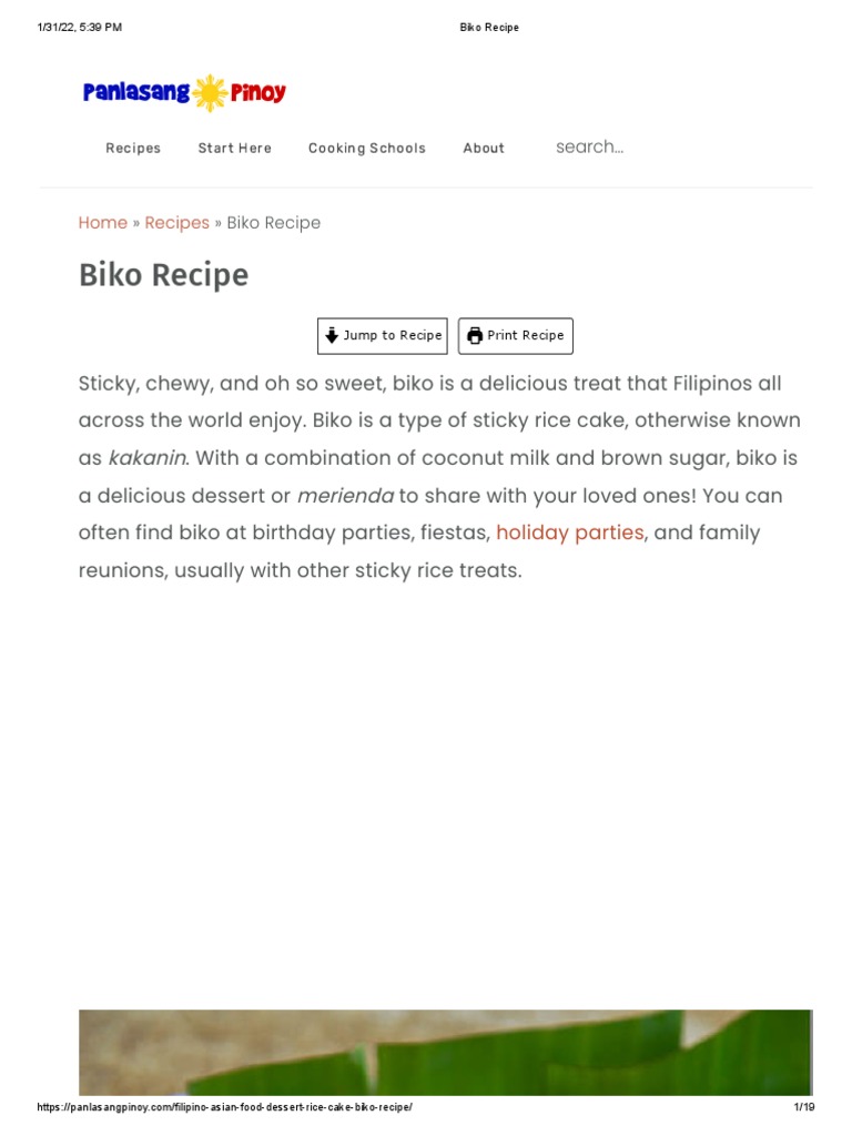 Biko Recipe: Kakanin Merienda | PDF | Food And Drink | Food And Drink ...