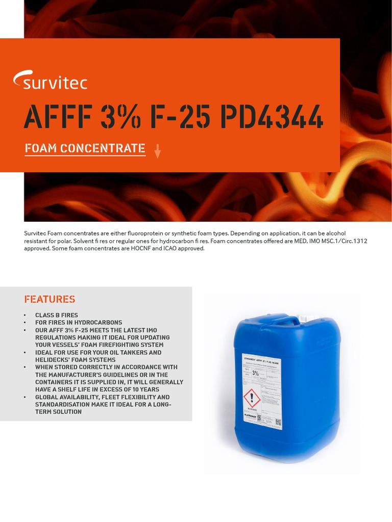 AFFF 3% F-25 PD4344: Foam Concentrate | PDF | Chemical Substances ...