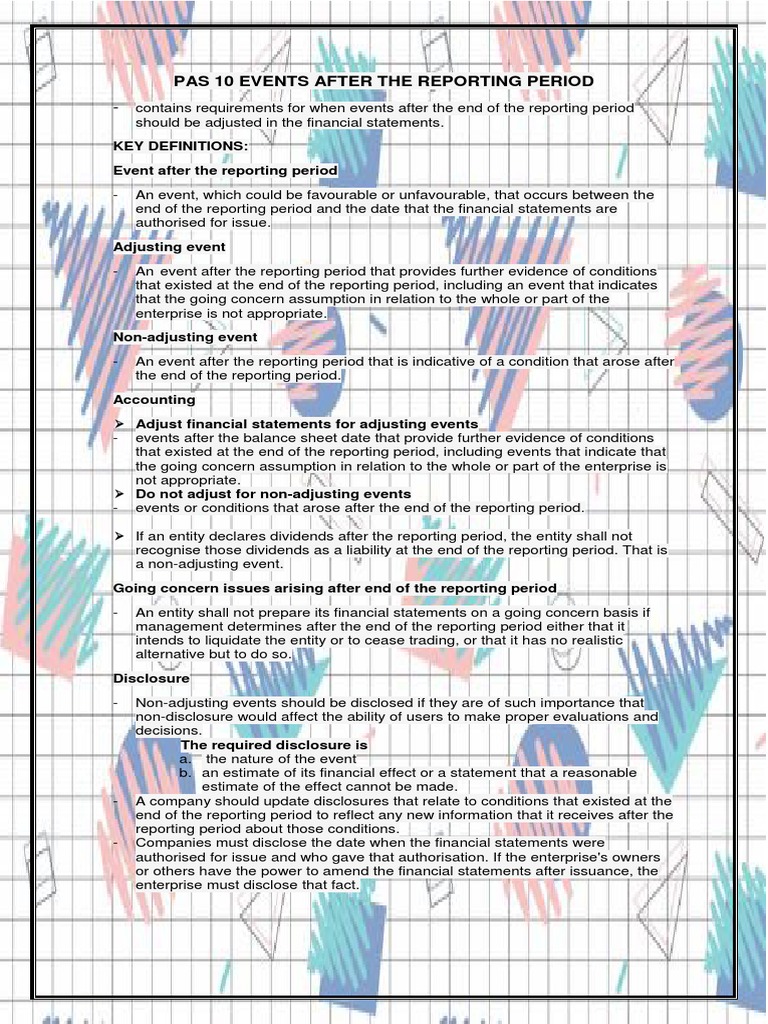 Pas 10 - Summary | PDF | Going Concern | Financial Statement