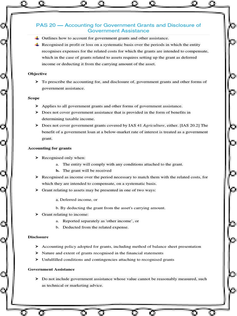 PAS 20 - Accounting For Government Grants and Disclosure of Government ...