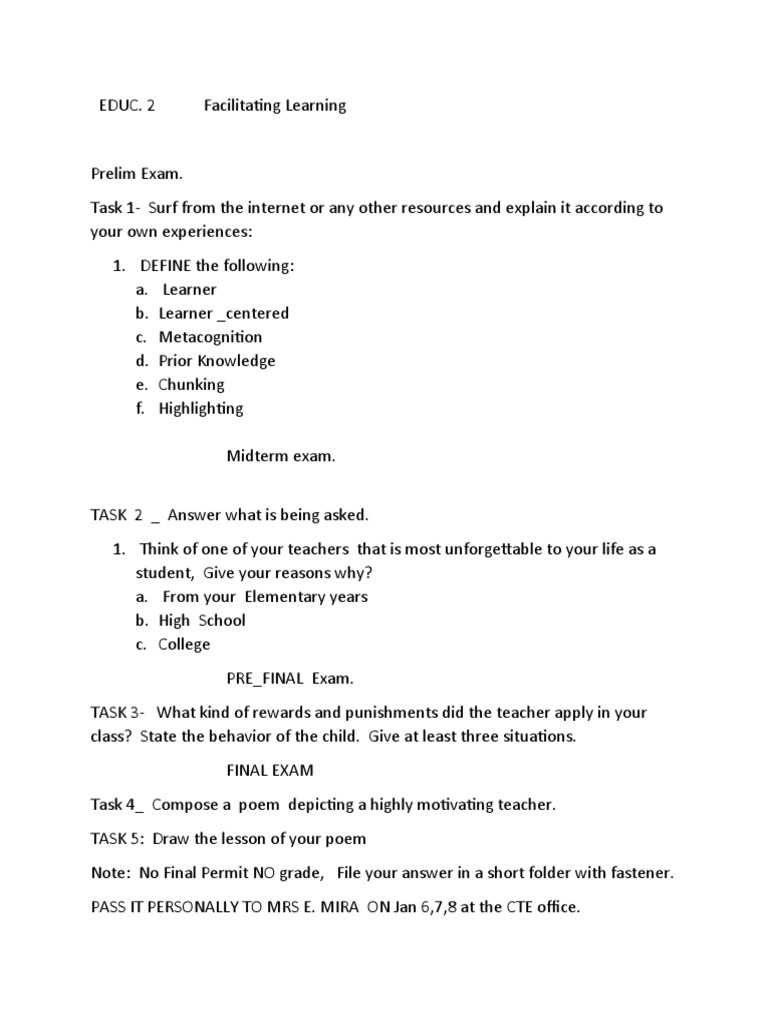 Facilitating Learning Through Chunking and Highlighting | PDF ...