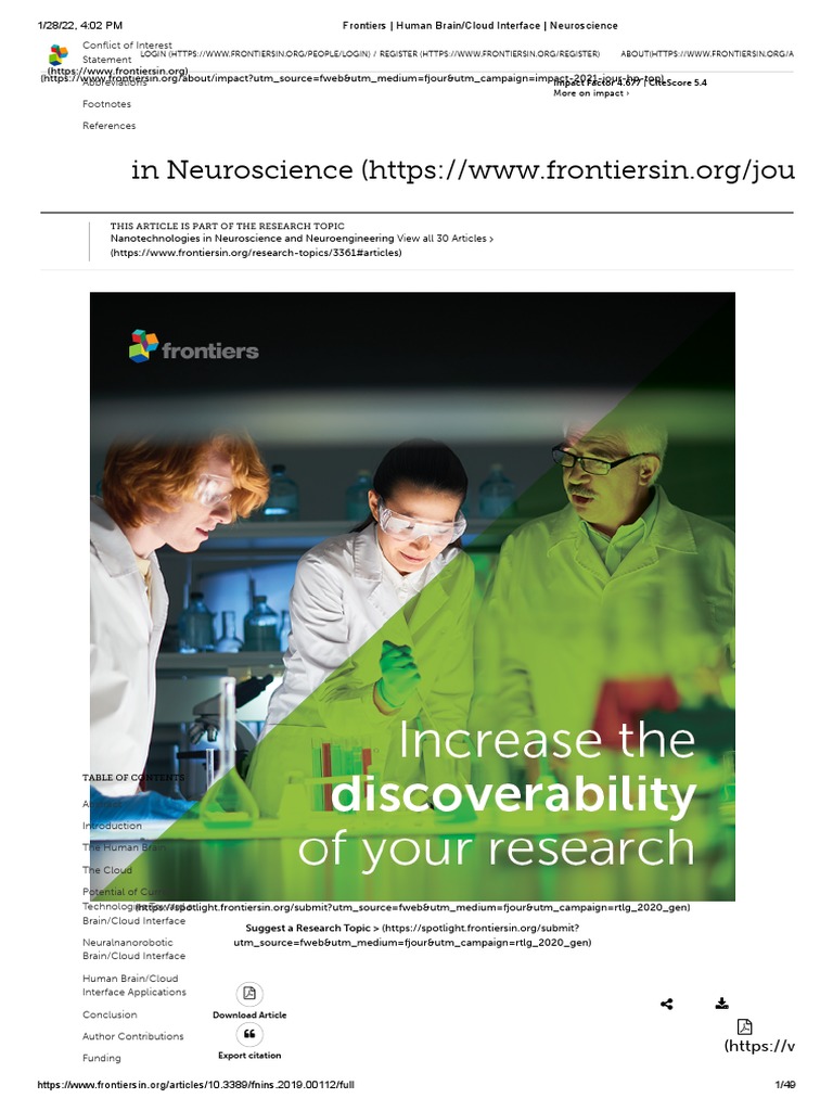 Frontiers - Human Brain - Cloud Interface - Neuroscience | PDF | Brain ...
