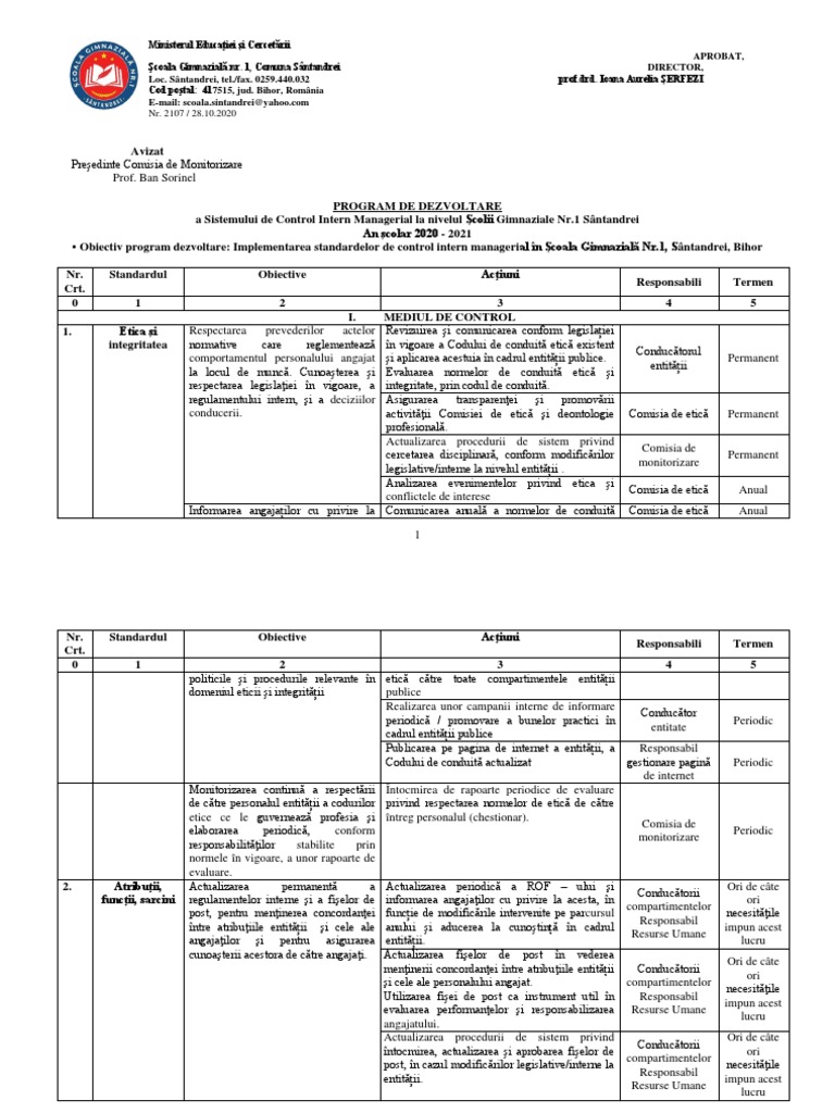 4 Program Dezvoltare SCIM 2020 2021 | PDF