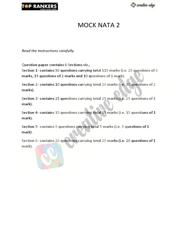 Mock Nata 2 Question Paper 025b260d21867 | PDF | Symmetry