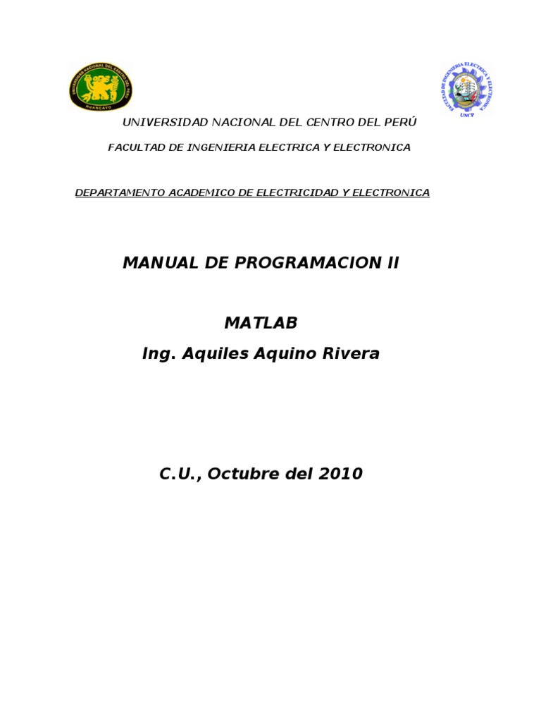 Manual de Matlab FIEE-UNCP | PDF | Número complejo | Matriz (Matemáticas)
