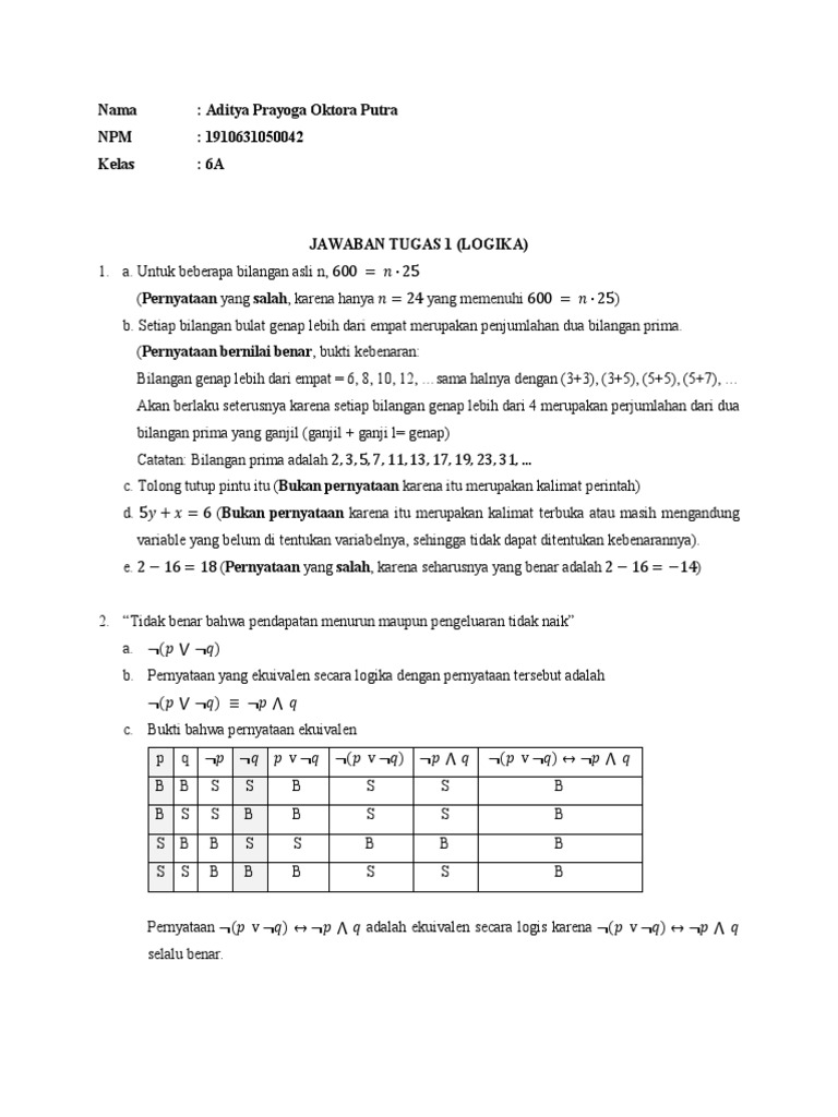 Latihan Sal Logika | PDF