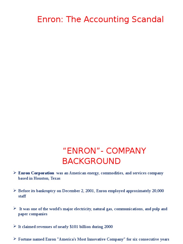 Enron The Accounting Scandal Pdf Sarbanes Oxley Act Enron