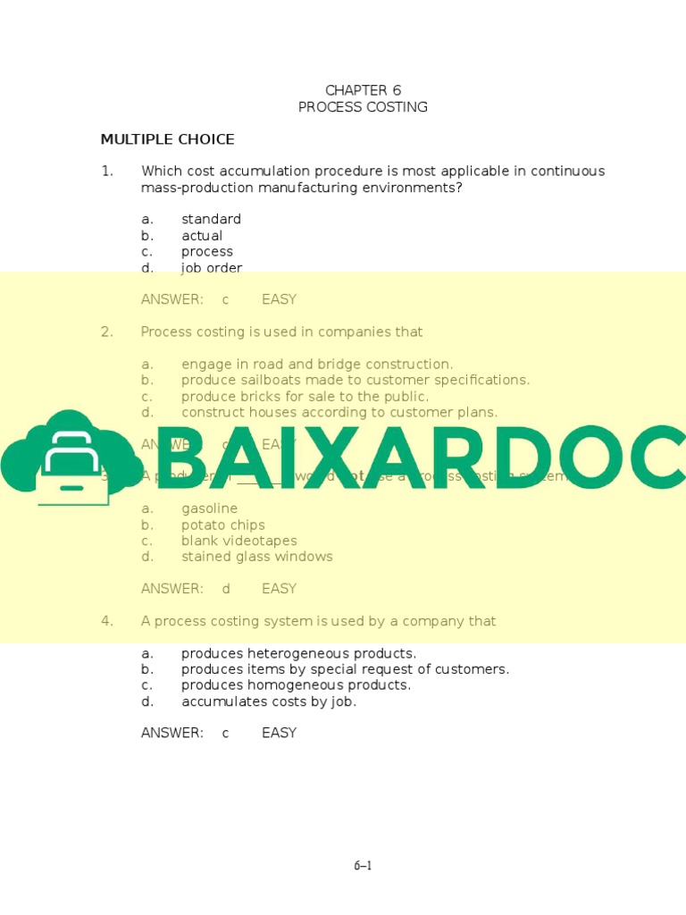 6process Costing Cost of Goods Sold Inventory | PDF | Cost Of Goods ...