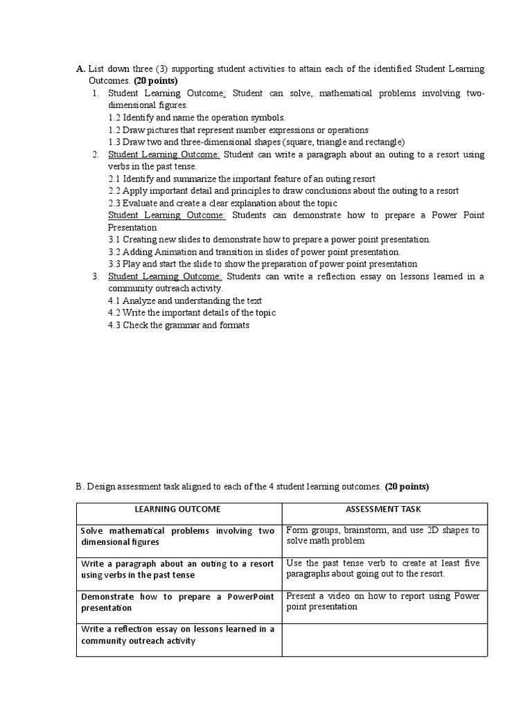 Assessing Student Learning Outcomes | PDF | Educational Assessment ...