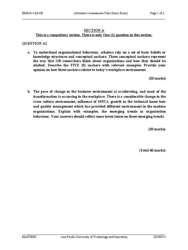 Exam Paper | PDF | Leadership | Communication
