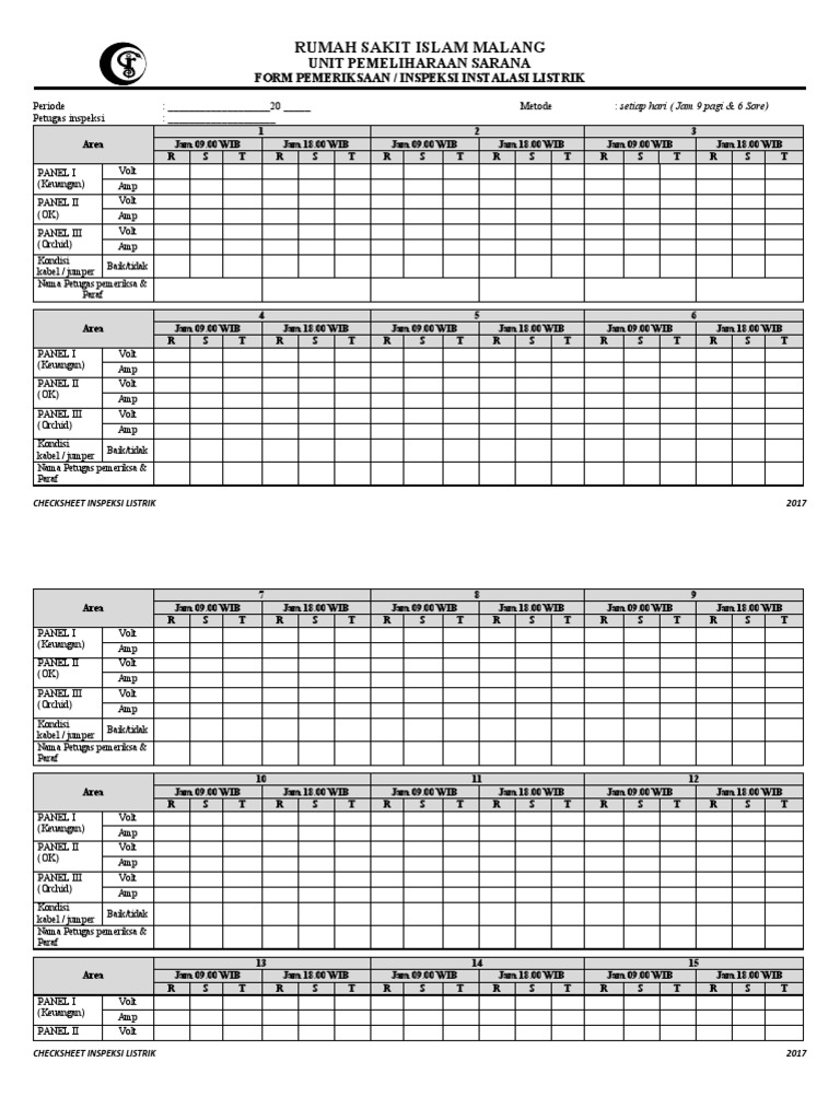 Form Inspeksi Listrik Harian | PDF