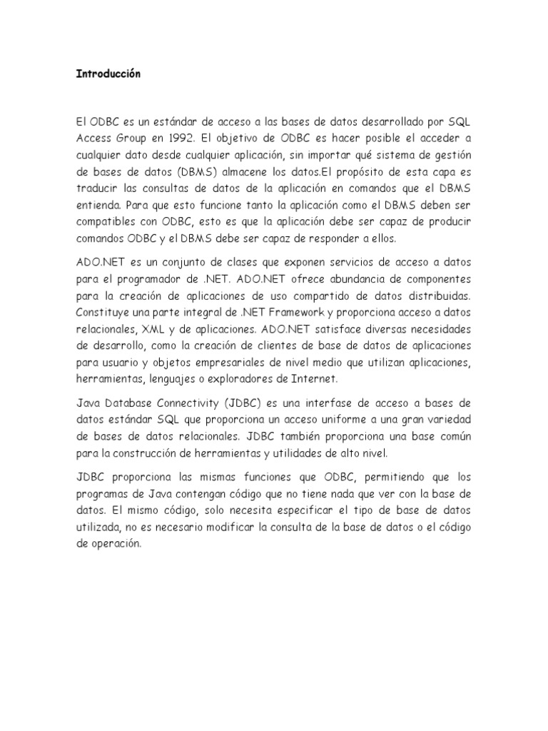 ODBC y ADO - NET - J | PDF | Active X Data Objects | Bases de datos