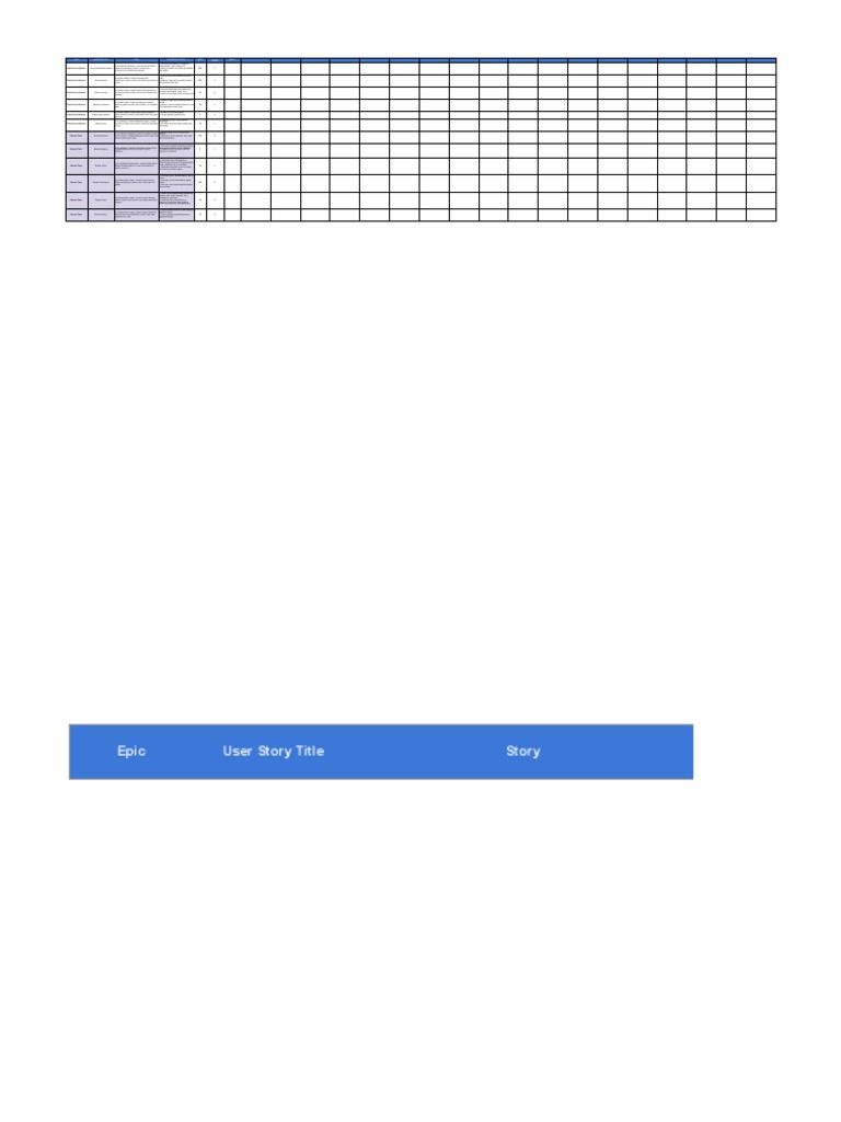 Epic User Story Title Story Acceptance Criteria Value Sprint Estimate ...