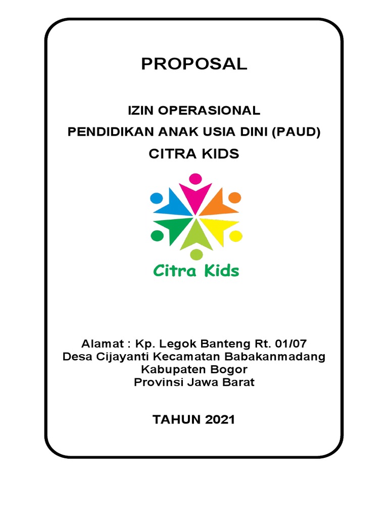 Proposal Izin Operasional Paud Citra Kids | PDF