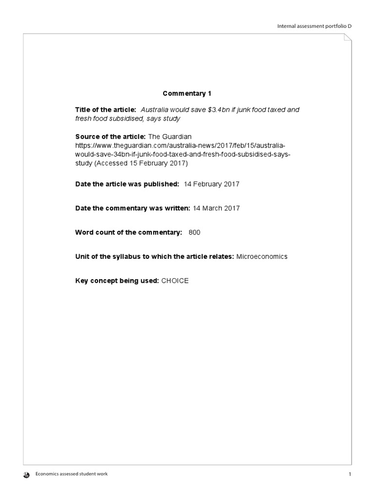 IA Marking Practice - Sample Work - Annotated | PDF | Externality | Demand