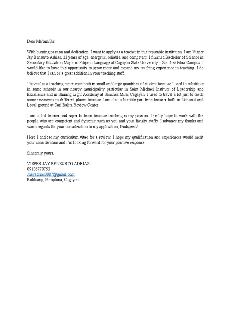 Online Application Letter | PDF