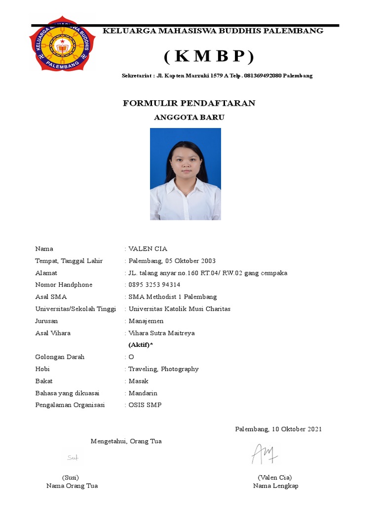 Formulir Pendaftaran KMBP | PDF