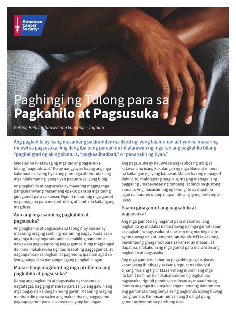 Getting Help For Nausea and Vomiting Tagalog | PDF