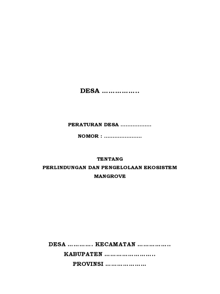 Peraturan Desa tentang Mangrove | PDF | Sains & Matematika | Teknologi ...