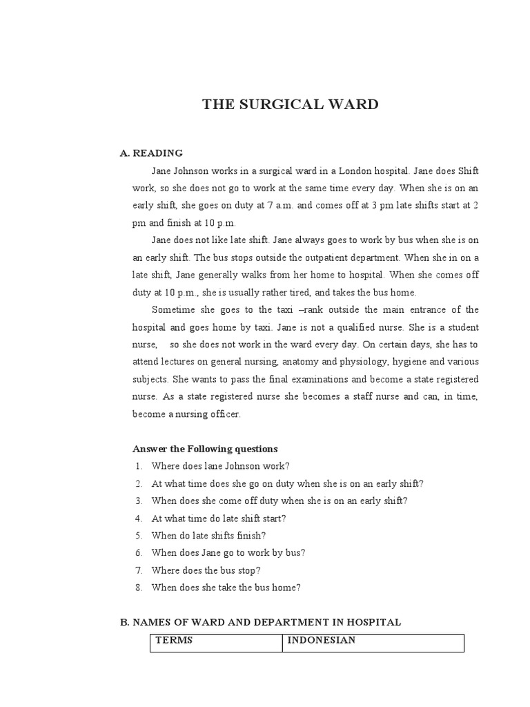 The Surgical Ward | PDF | Hospital | Nursing