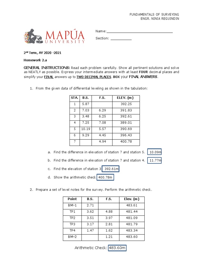 General Instructions:: Your Final Answers | PDF