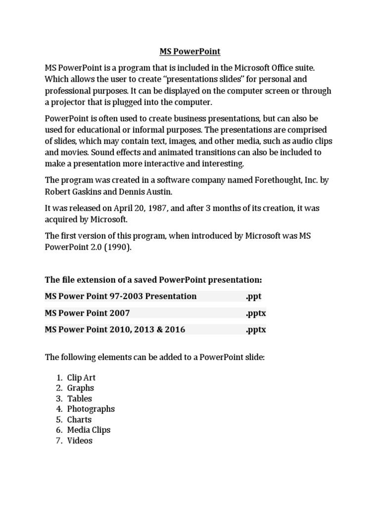 Ms Power Point Pdf Microsoft Power Point Computing