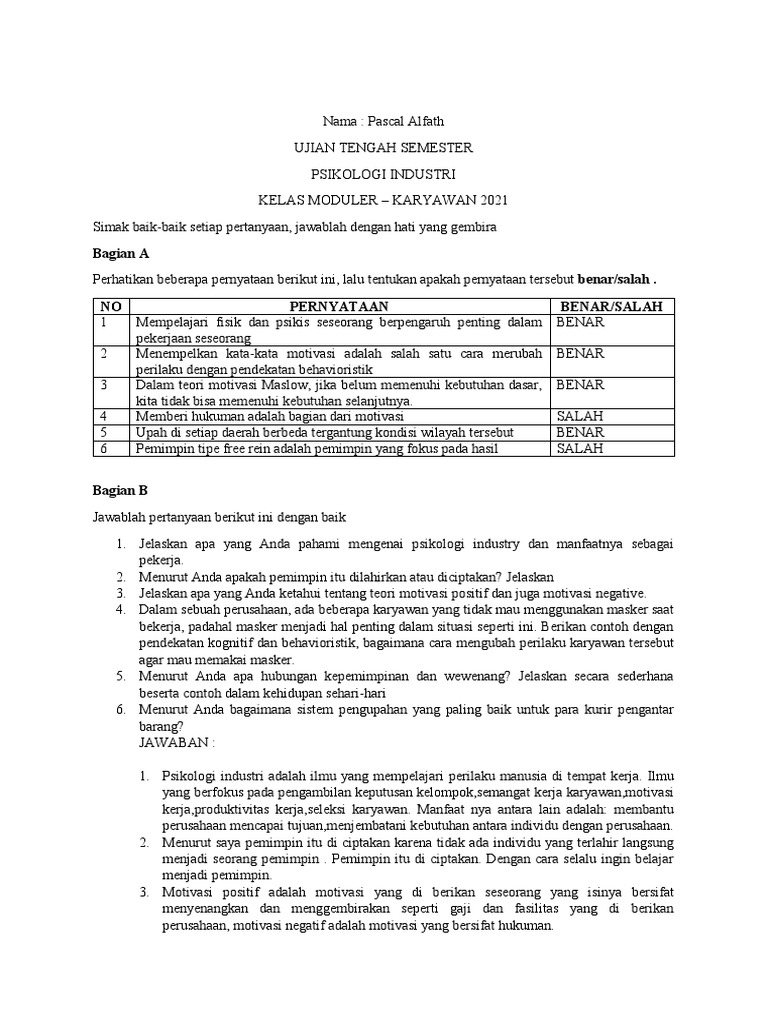 2021 - PIO - UTS - MODULER Salinan | PDF | Karier & Perkembangan