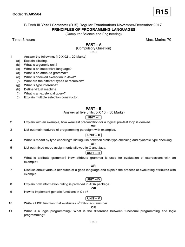 B.Tech III Year I Semester (R15) Regular Examinations November/December 2017 | Download Free PDF ...