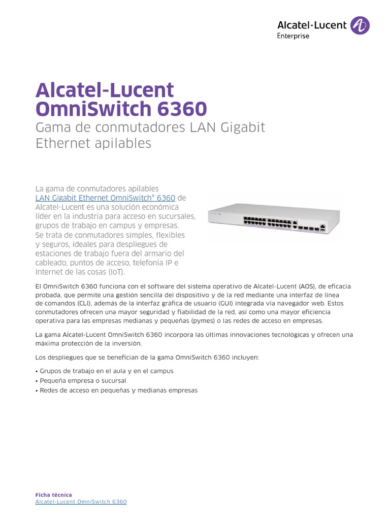Omniswitch 6360 Datasheet Es | PDF | Fibra óptica | Calidad de servicio