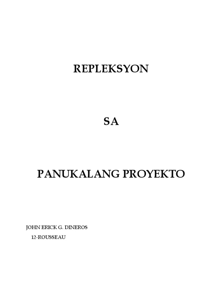 Repleksyon Sa Piling Larang | PDF